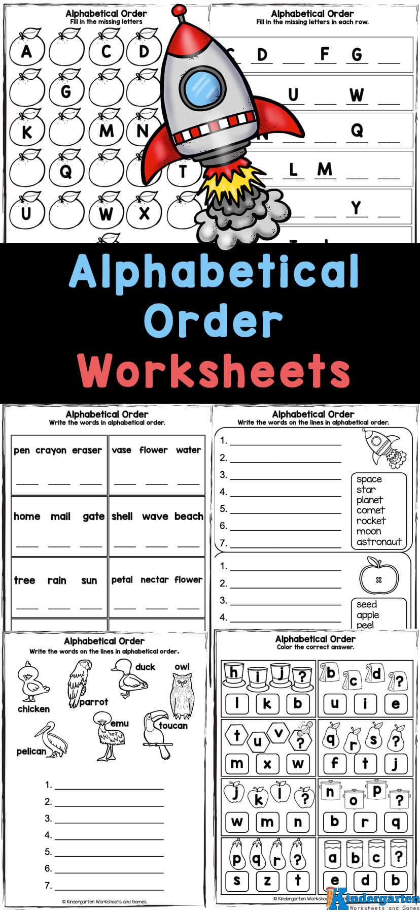 FREE Printable Alphabetical Order Worksheets for Kindergarten