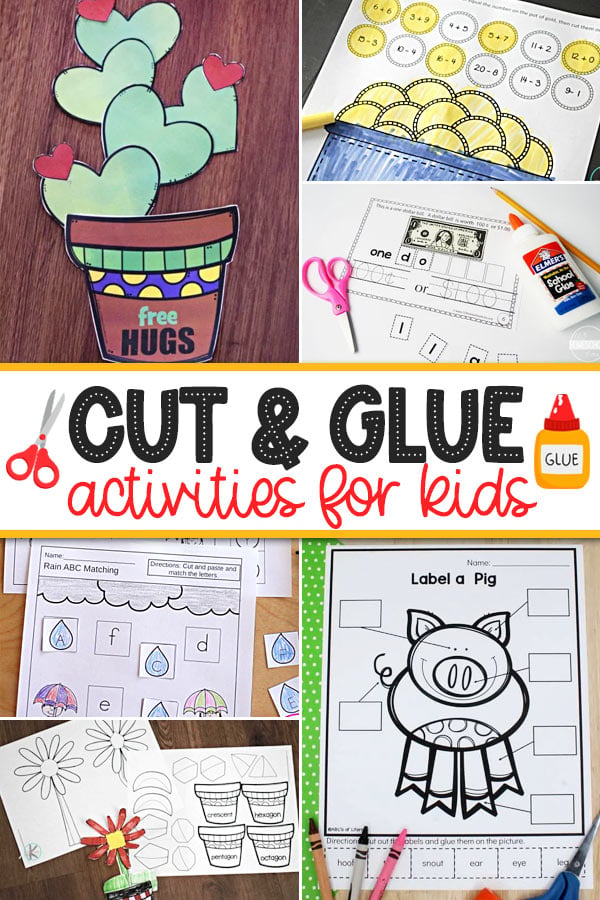 FREE Cut and Paste Worksheets for Preschoolers and Kindergarten