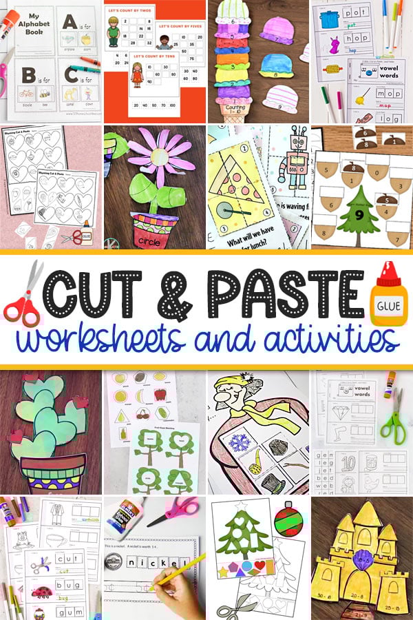 FREE Cut and Paste Worksheets for Preschoolers and Kindergarten