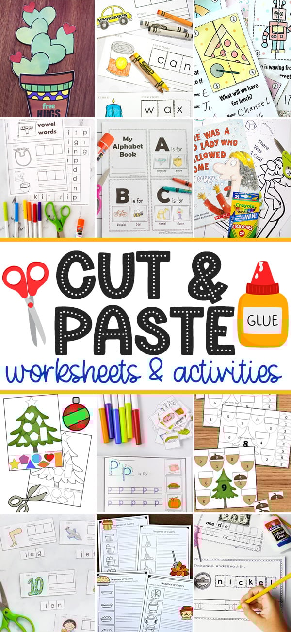 FREE Cut and Paste Worksheets for Preschoolers and Kindergarten