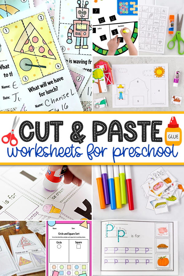 FREE Cut and Paste Worksheets for Preschoolers and Kindergarten