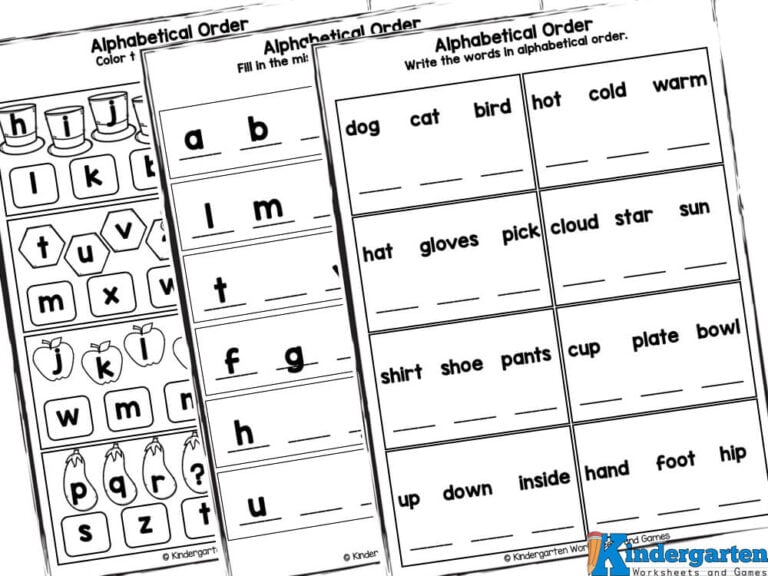 FREE Printable Alphabetical Order Worksheets for Kindergarten
