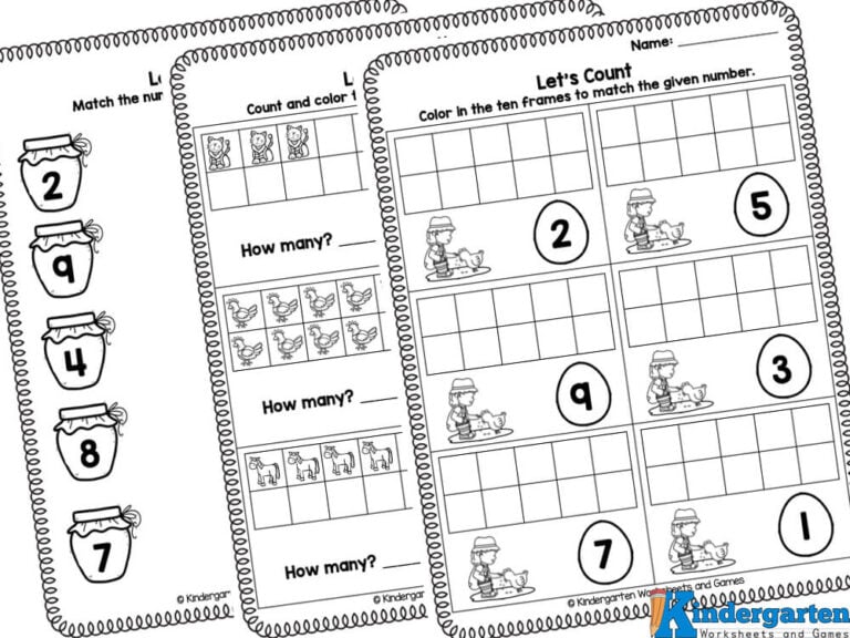 Ten Frame Worksheets - Counting by 10 Printables for Kindergarten Math