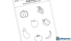 Free Kindergarten Fruits and Vegetables Worksheets