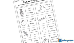 Free Kindergarten Fruits and Vegetables Worksheets