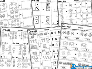 Addition with Pictures for Kindergarten - Free Math Worksheets