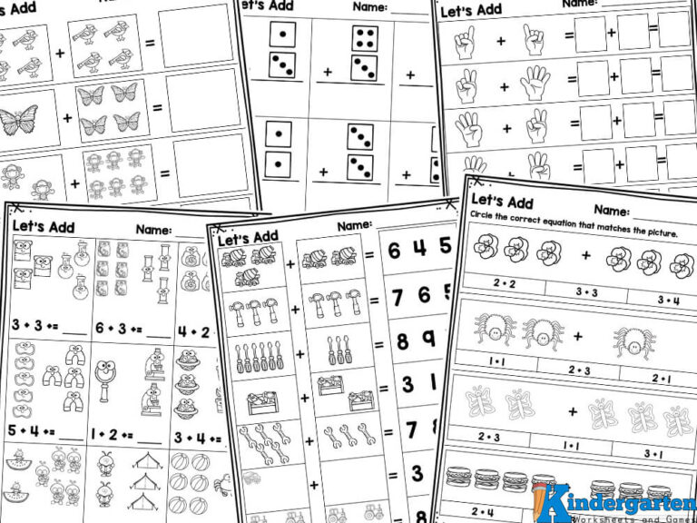 Addition with Pictures for Kindergarten - Free Math Worksheets