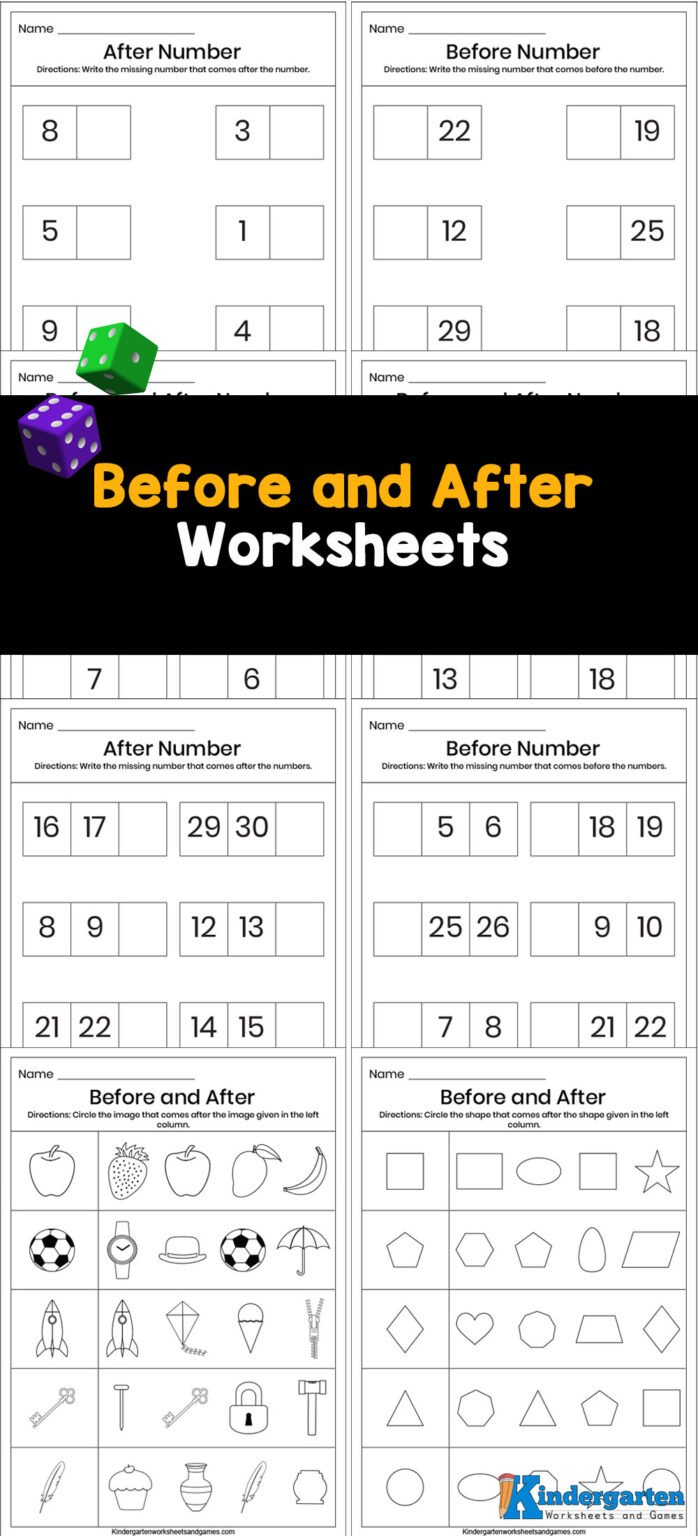 FREE Before and After Number Worksheets for Kindergarten