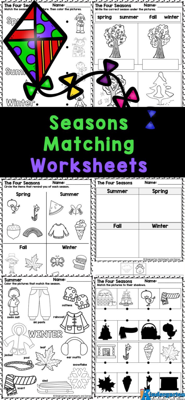 Matching Seasons Worksheets for Kindergarten