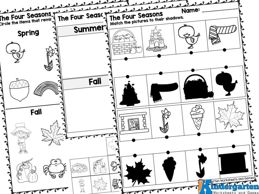 Matching Seasons Worksheets for Kindergarten