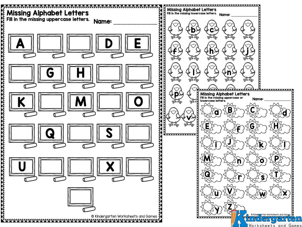 FREE Printable Fill in the Missing ABC Letters Alphabet Worksheets