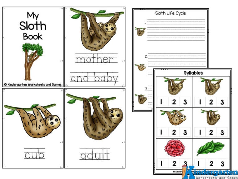 FREE Printable Sloth Life Cycle Worksheets for Kids