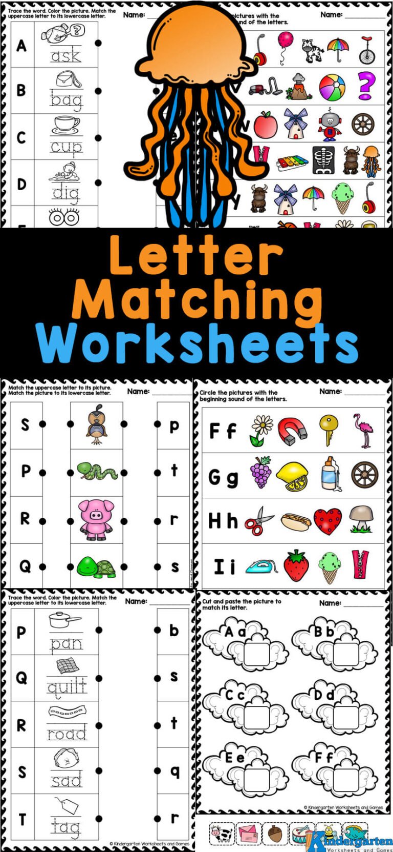 FREE Printable Alphabet Matching Worksheets for Pre-k and Kindergarten