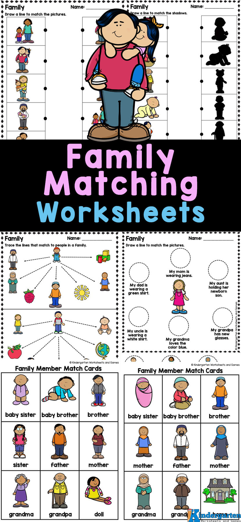 Family Member Worksheets for Kindergarten