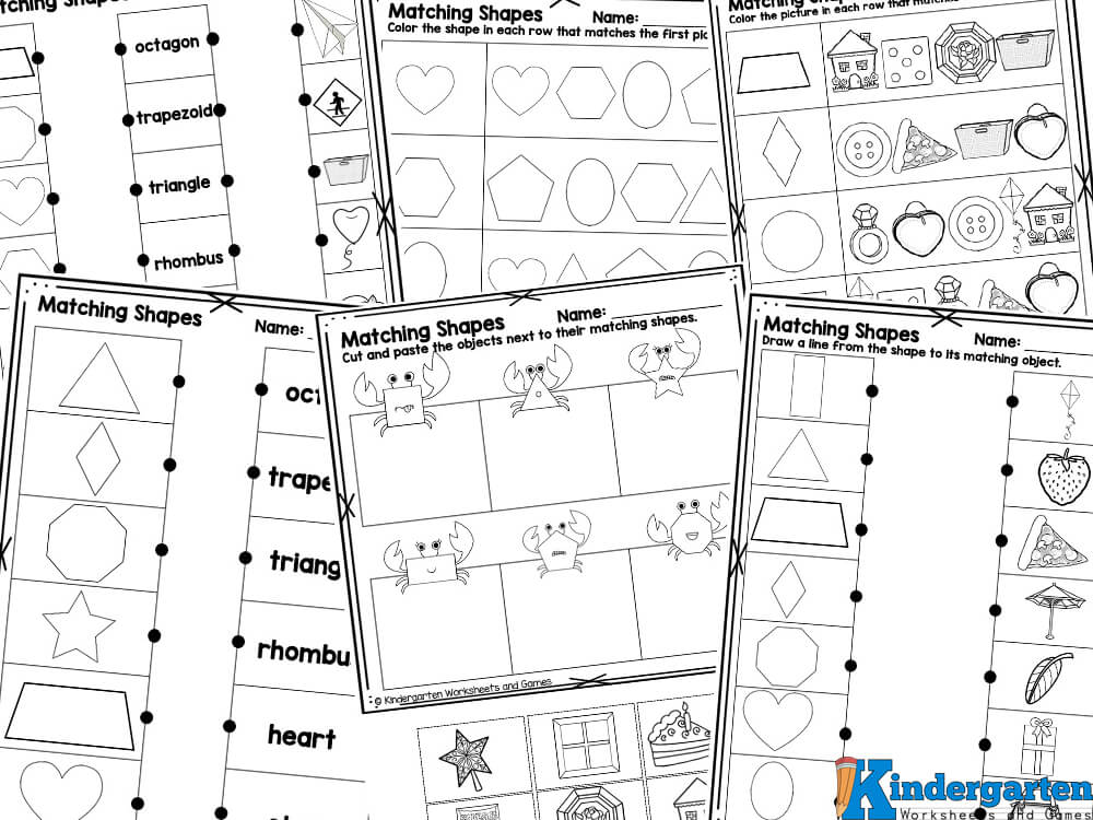 FREE Printable Matching Shapes Worksheets for Kindergarten