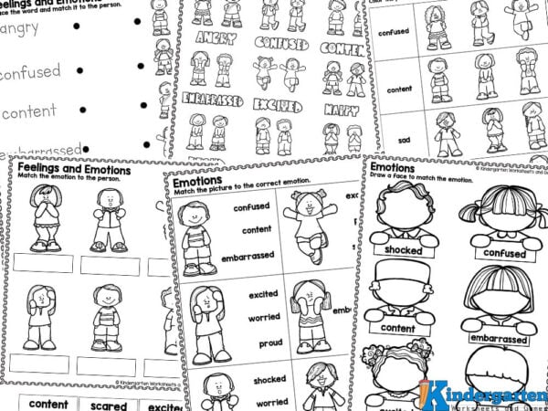 Emotions Worksheets for Kindergarten - Matching Feelings Activities