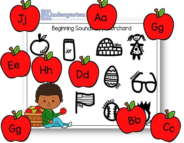 🍏 Printable Apple Picking Beginning Sounds Activities for Kindergarten