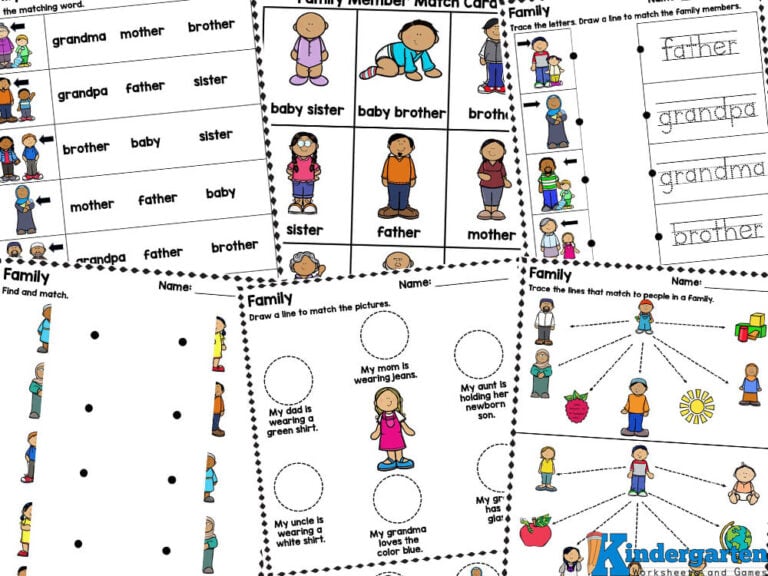 Family Member Worksheets for Kindergarten