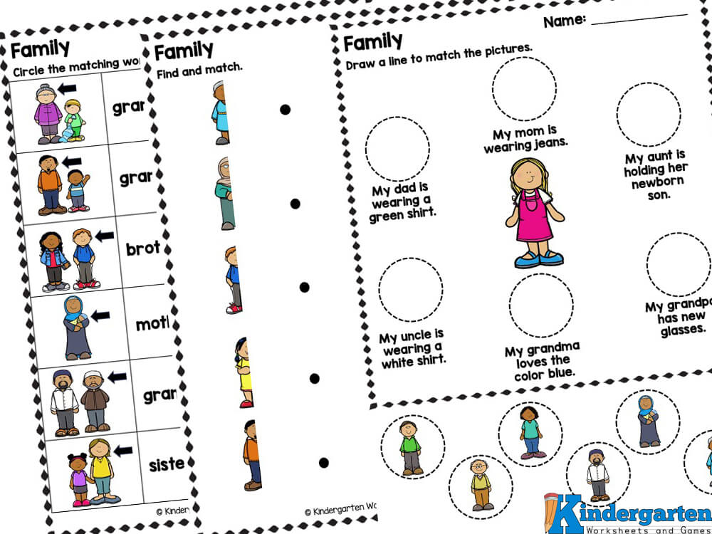 Family Member Worksheets for Kindergarten