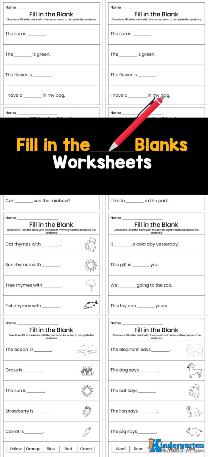 FREE Printable Fill in the Blanks Worksheets for Kindergarten
