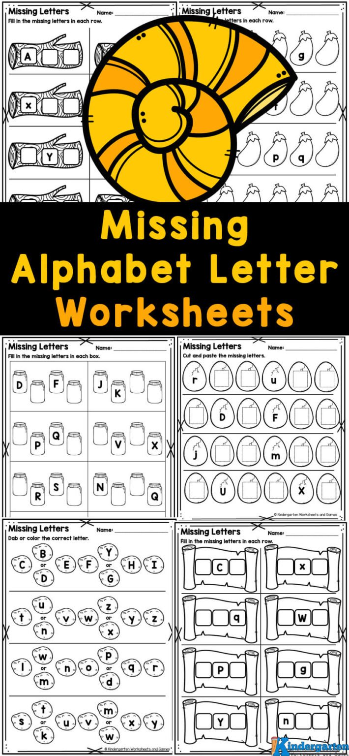 🖍️ ABC Missing Alphabet Letter Worksheets for Kindergarten (Free ...