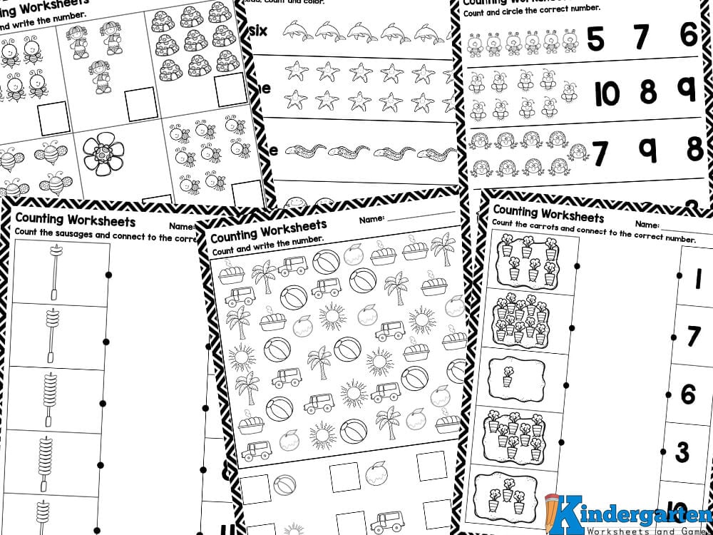 ️ Counting 1-10 Worksheets for Kindergarten - FREE!