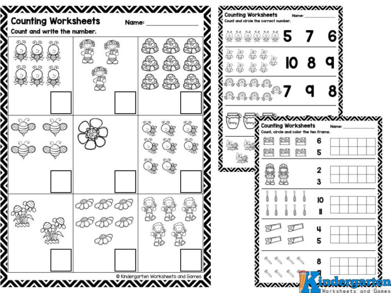 ️ Counting 1-10 Worksheets for Kindergarten - FREE!
