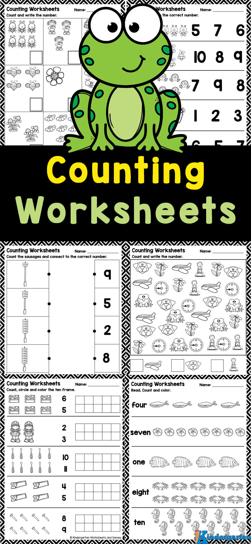 ️ Counting 1-10 Worksheets for Kindergarten - FREE!