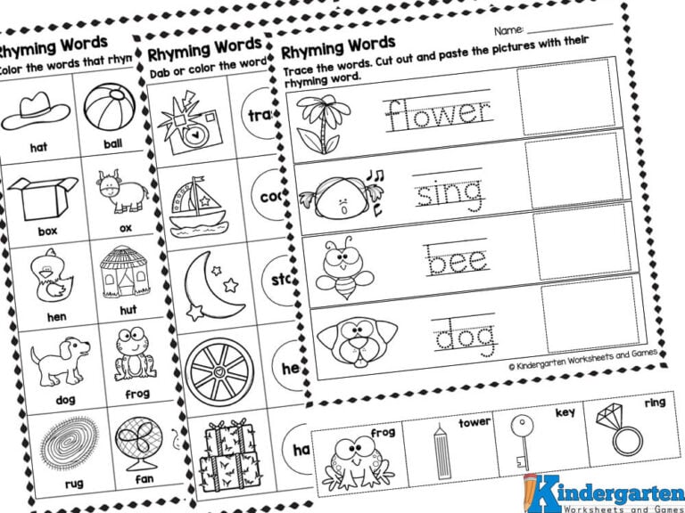 FREE Rhyming Worksheets for Kindergarten