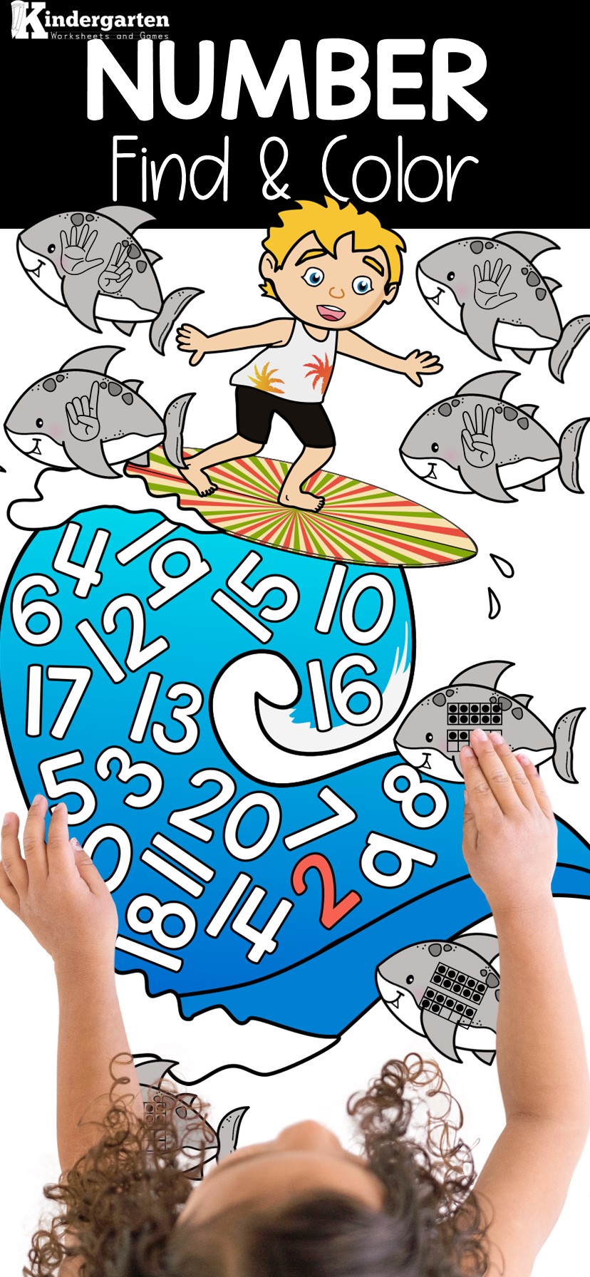 Surf Trace a Number Free Recognition Activities for Kindergarten