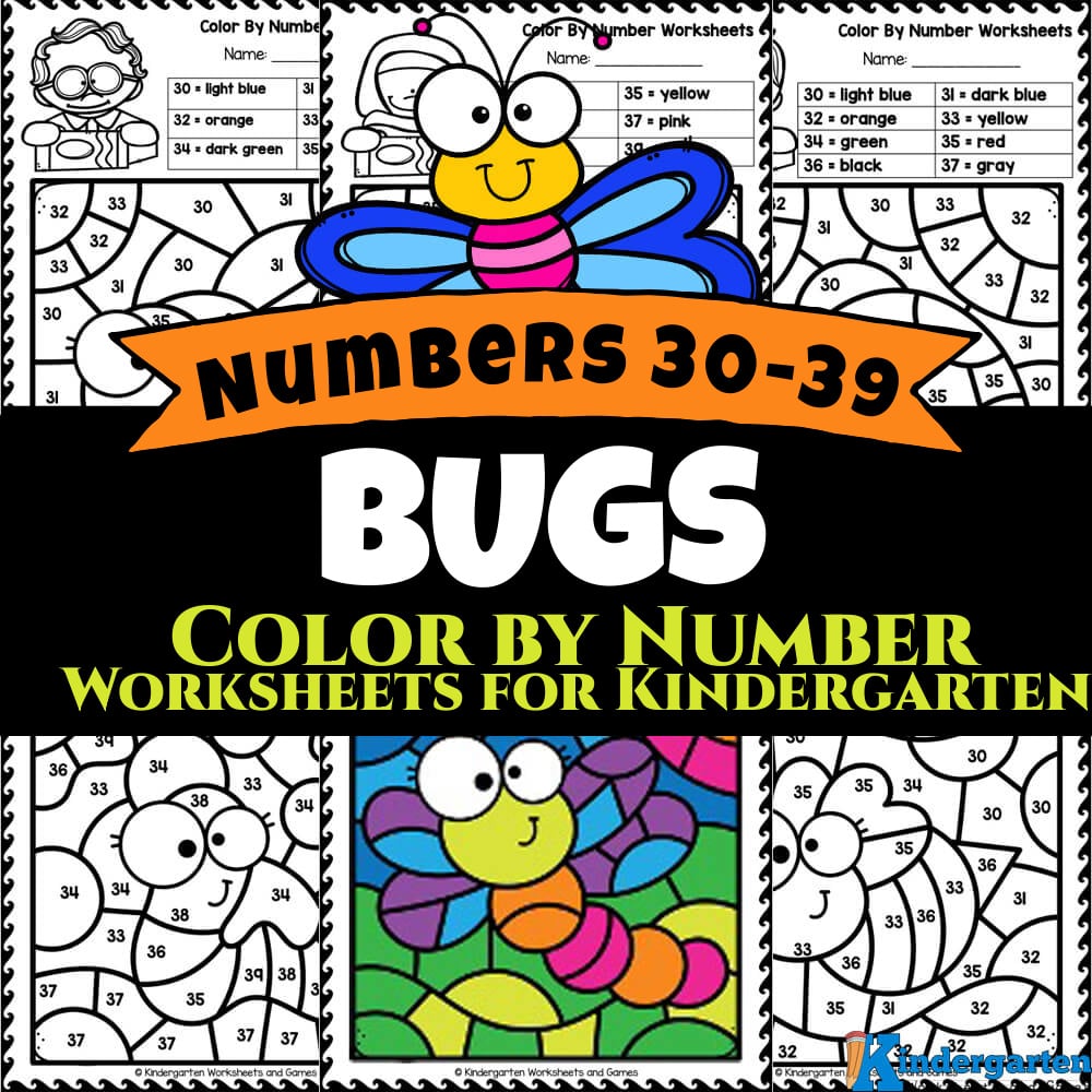 🪲 Bug Pictures Color by Numbers 30-39 Coloring Pages - Free Printable ...