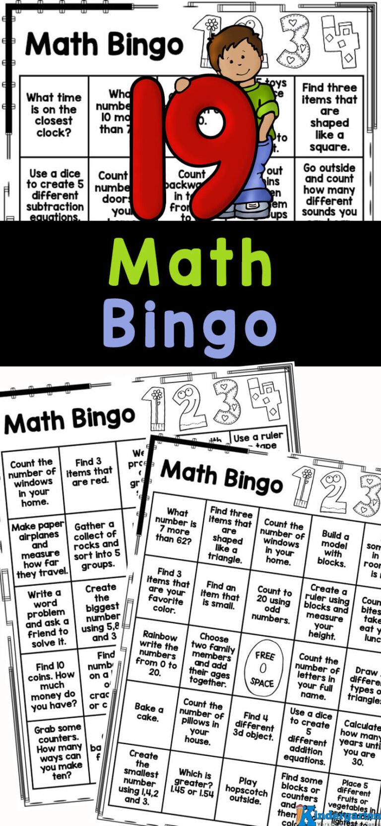 Kindergarten MATH BINGO Game Free Printable