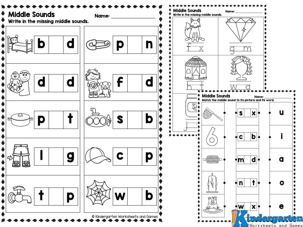 Kindergarten Middle Sound Worksheets