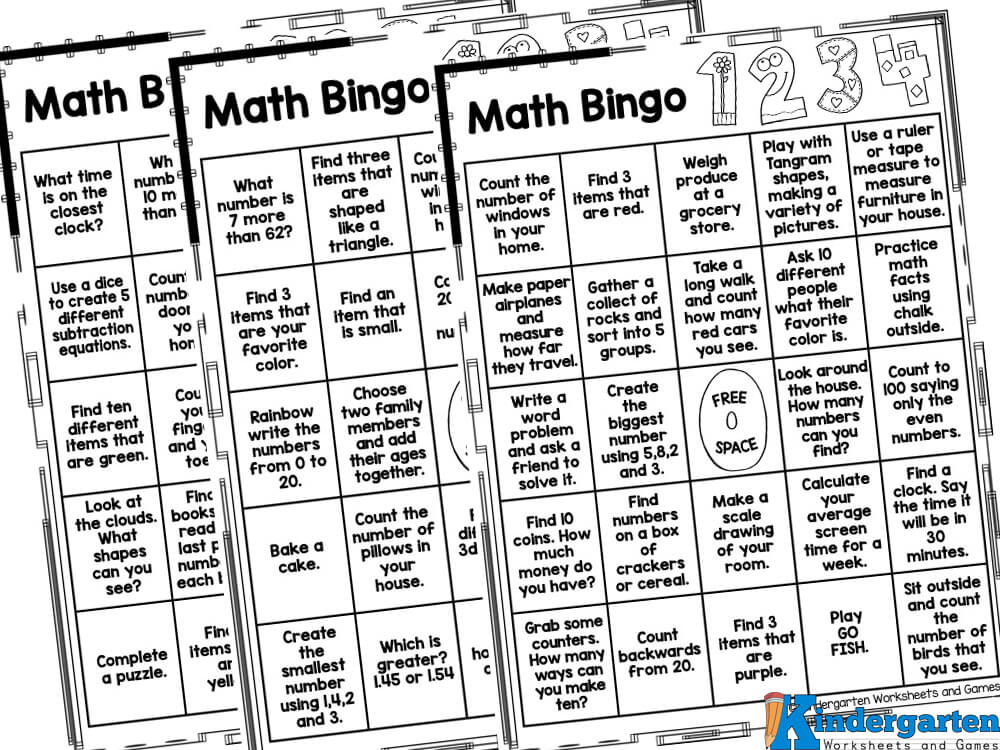 Kindergarten MATH BINGO Game Free Printable