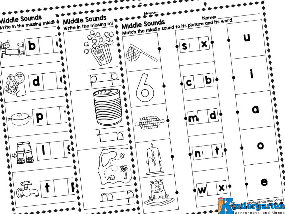 Kindergarten Middle Sound Worksheets