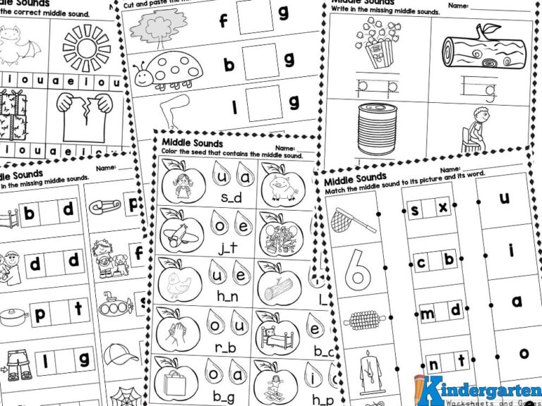Kindergarten Middle Sound Worksheets