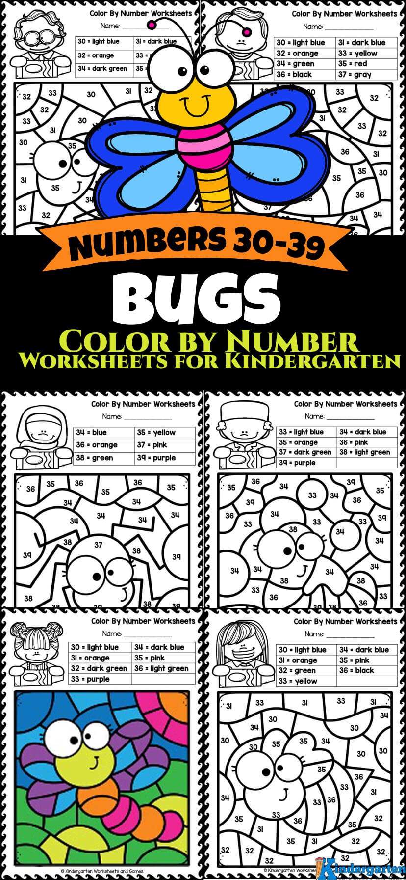 FREE Printable Kindergarten Math Coloring Worksheets