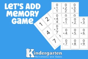 Kindergaten Addition Memory Game with Flashcards Printable Set