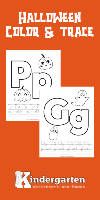 🦇Free Halloween Color and Trace Worksheets for Kindergarten