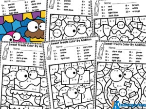 Sweet Treats Color by Addition to 20 Worksheets