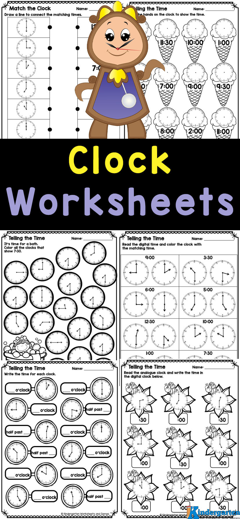 🕰️ Kindergarten Clock Worksheets - Digital and Analog Telling Time Practice