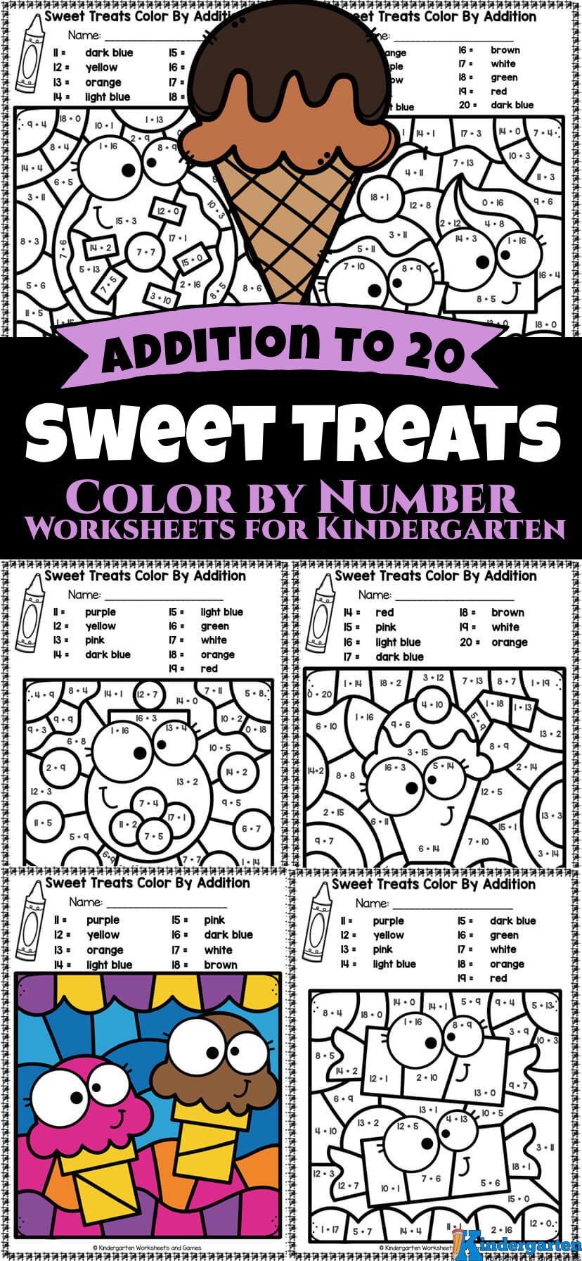 Addition with Pictures for Kindergarten - Free Math Worksheets