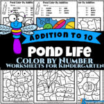 Pond Life Colour by Number Addition to 10 Worksheets