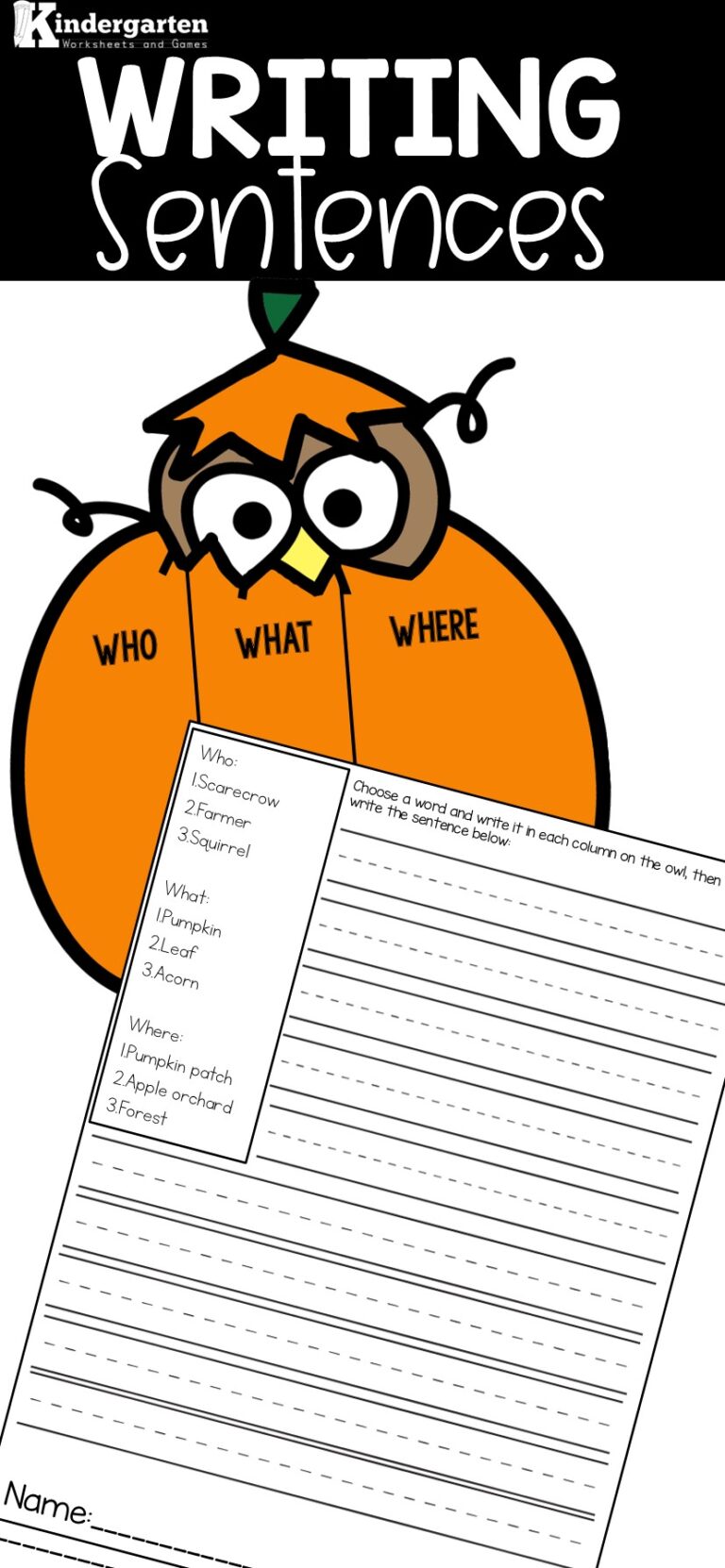 Fall Kindergarten Sentence Writing: A Fun Peeping Owl Activity