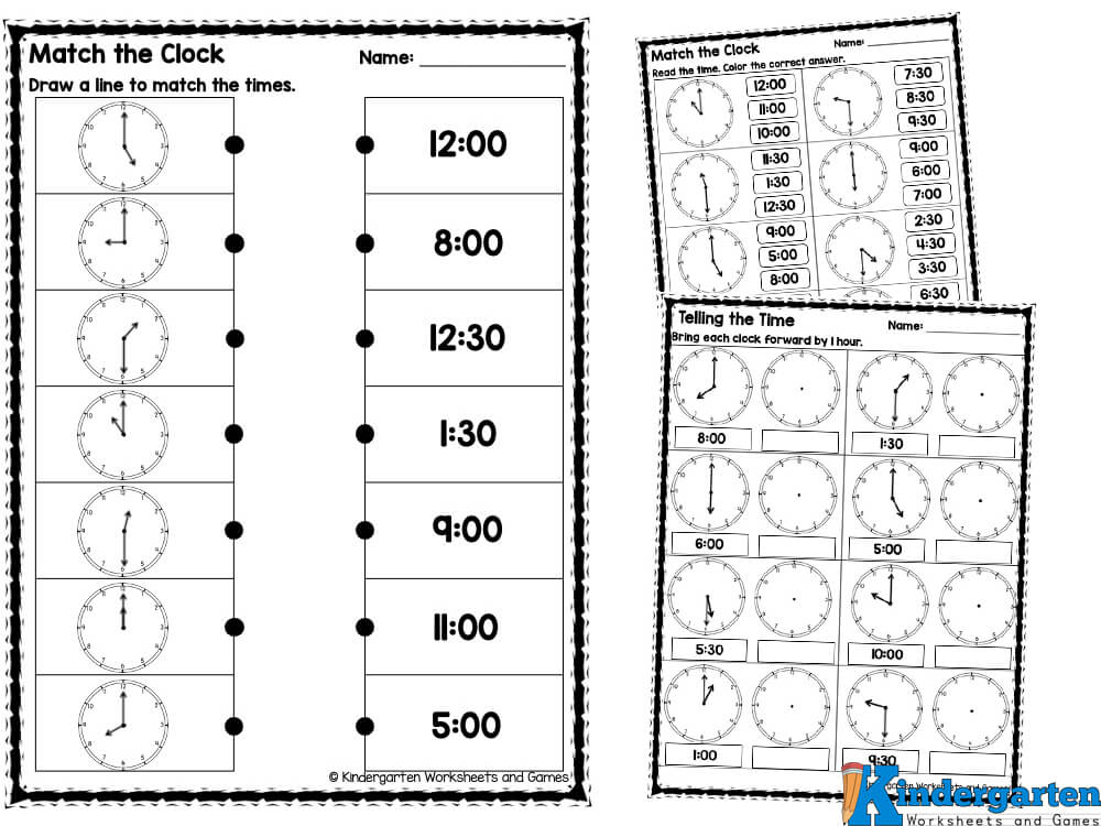 🕒 Kindergarten Telling the Time Clock Worksheets