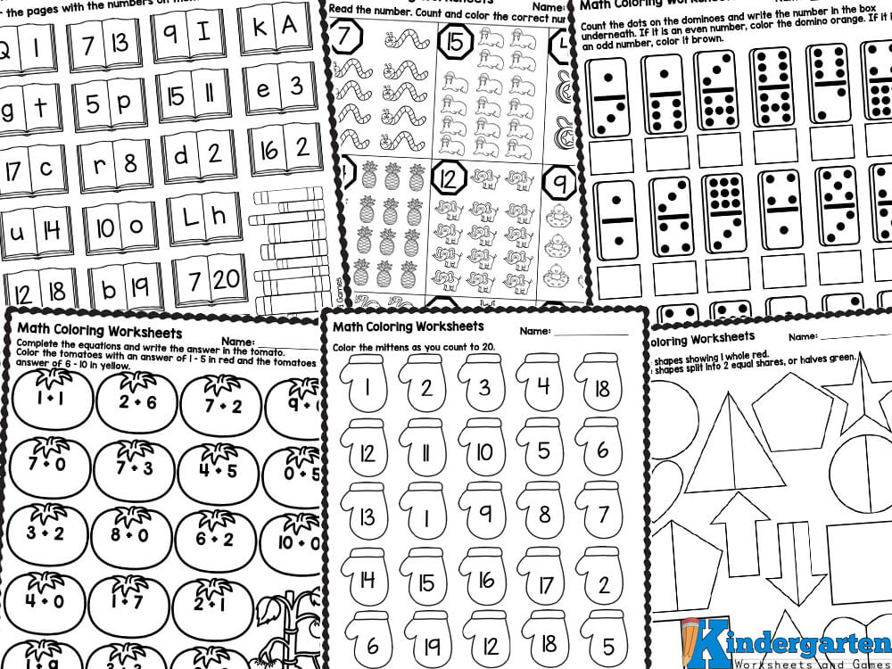 Free Math Coloring Worksheets for Kindergarten
