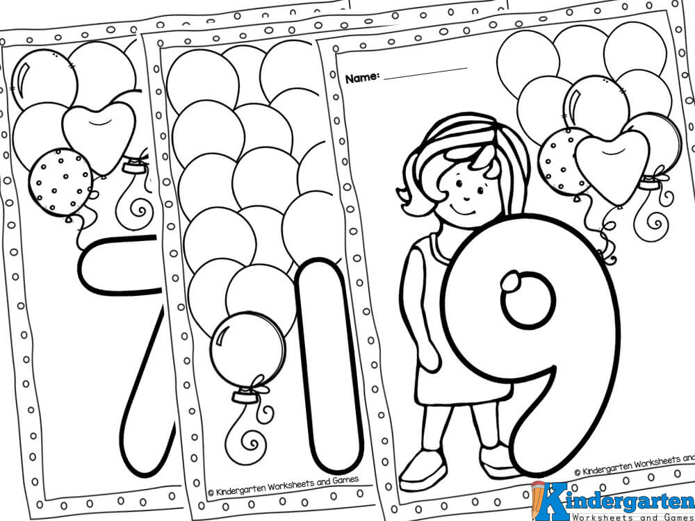 Math Count and Color Worksheets for Kindergarten