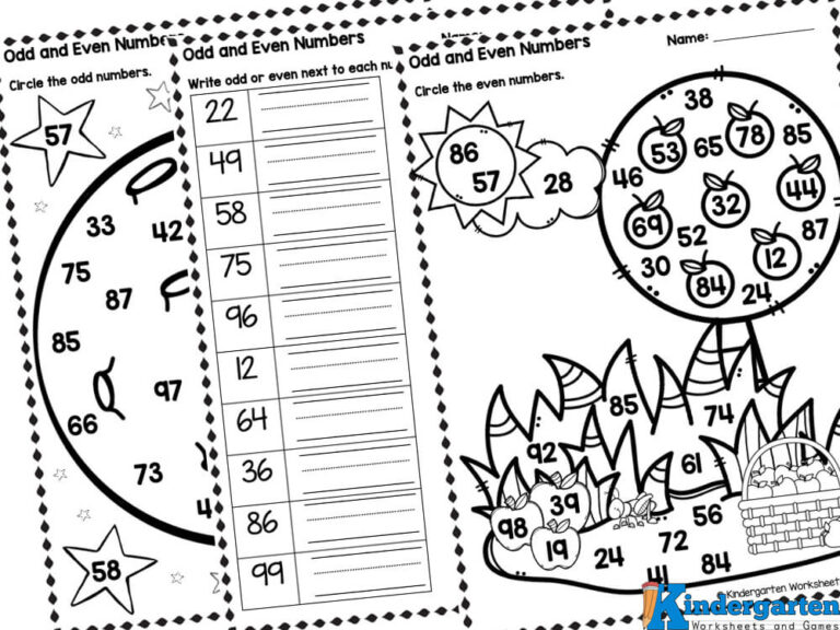 Odd and Even Worksheets for Kindergarten