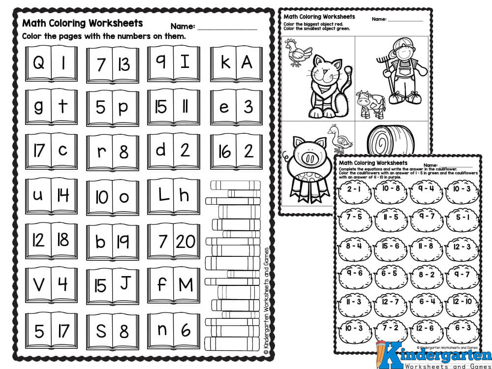 Free Math Coloring Worksheets for Kindergarten