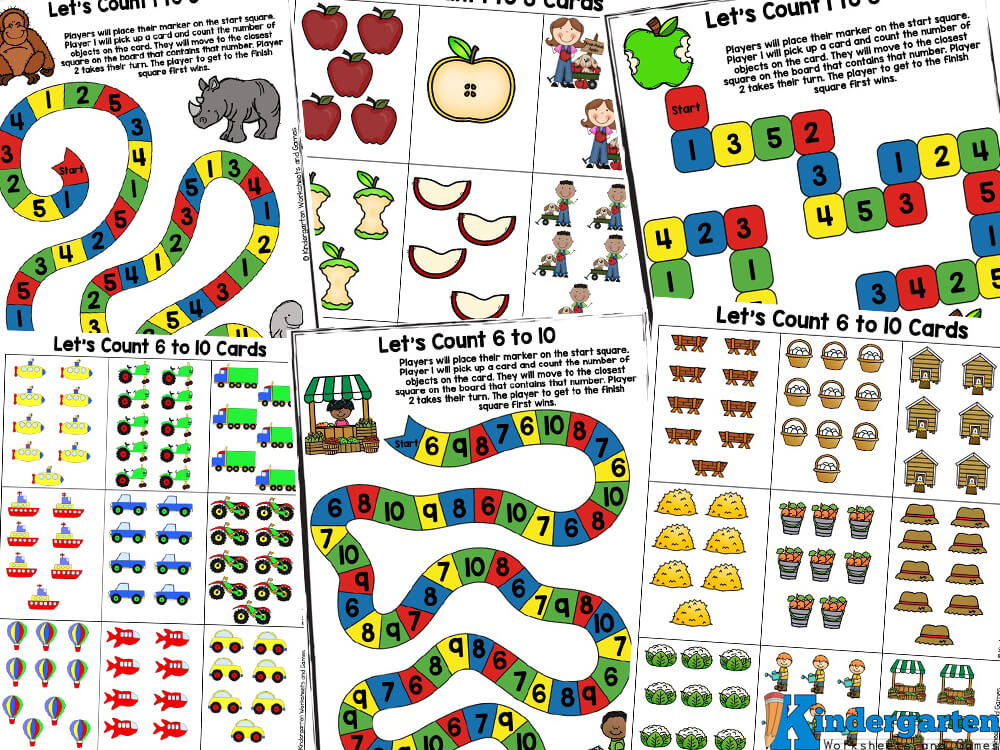 Counting Numbers Games for Kindergarten - Count and Match 1 to 10
